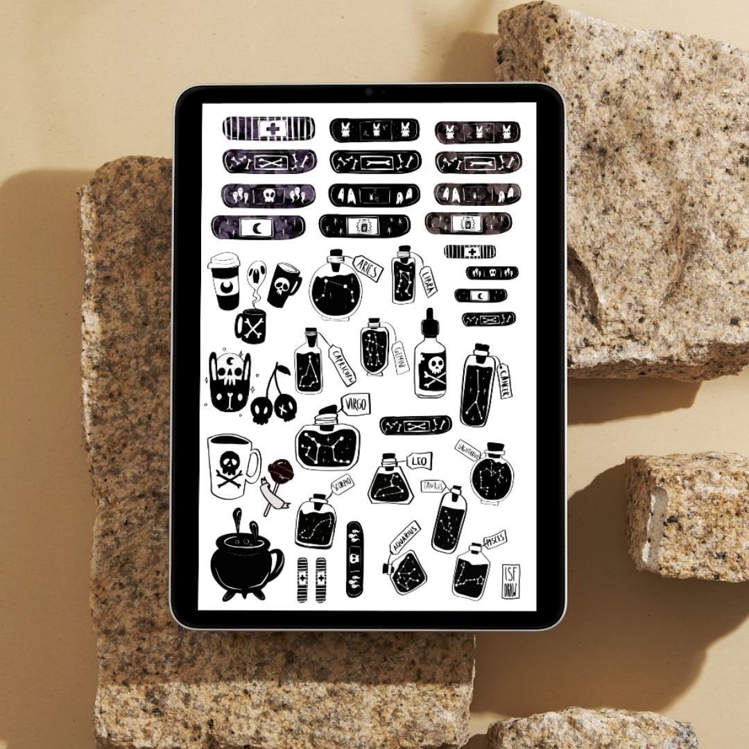 Creepy Cute Stickers Bundle Printable Plaster Stickers Dark Academia ...