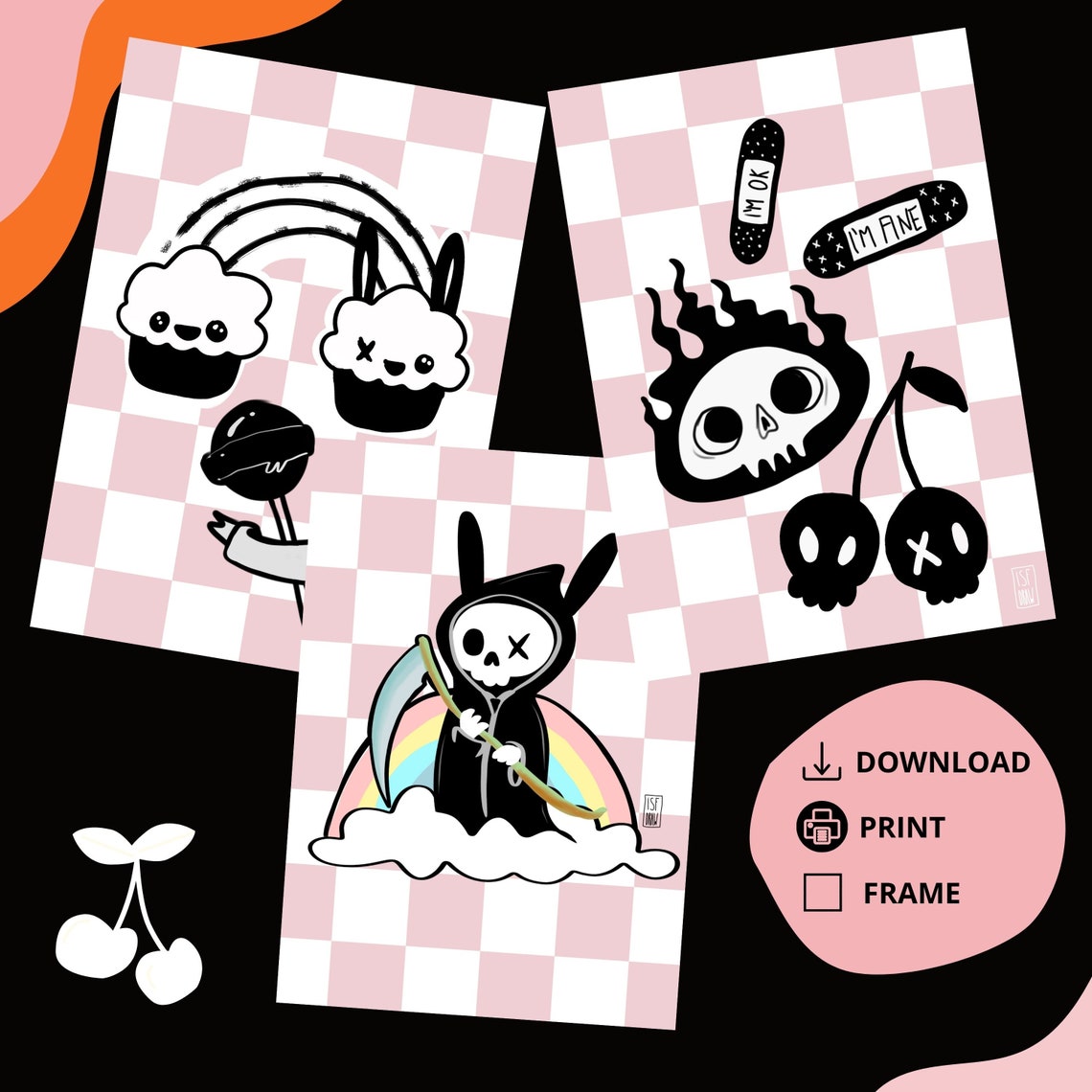 6 PACK Creepy Cute Pastel Goth Dark AESTHETIC Girly Gothic Poster Set ...