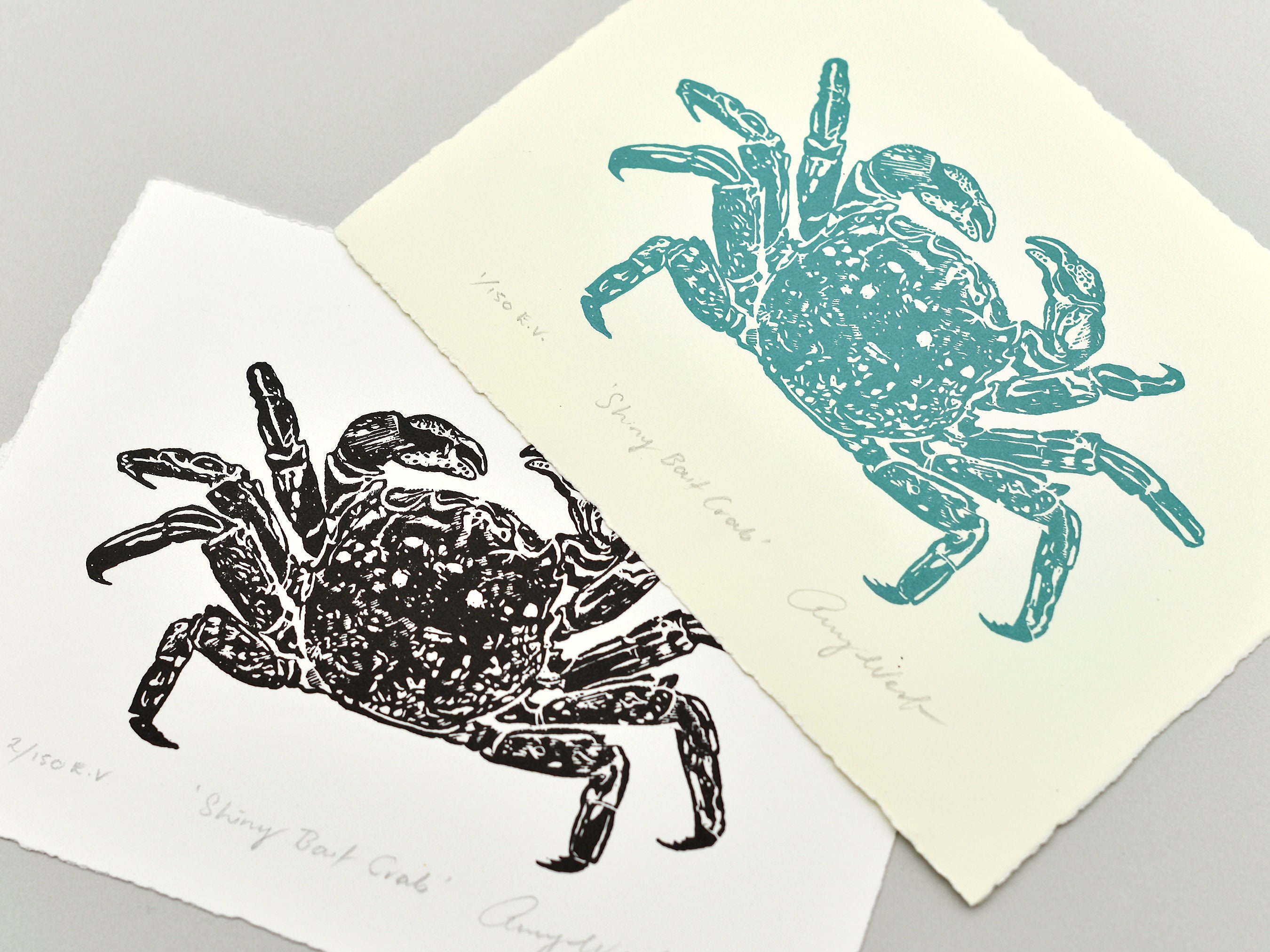 Shiny Bait Crab | 6 X 8in | Linocut | Linoprint | Home Decor | Wall Art ...