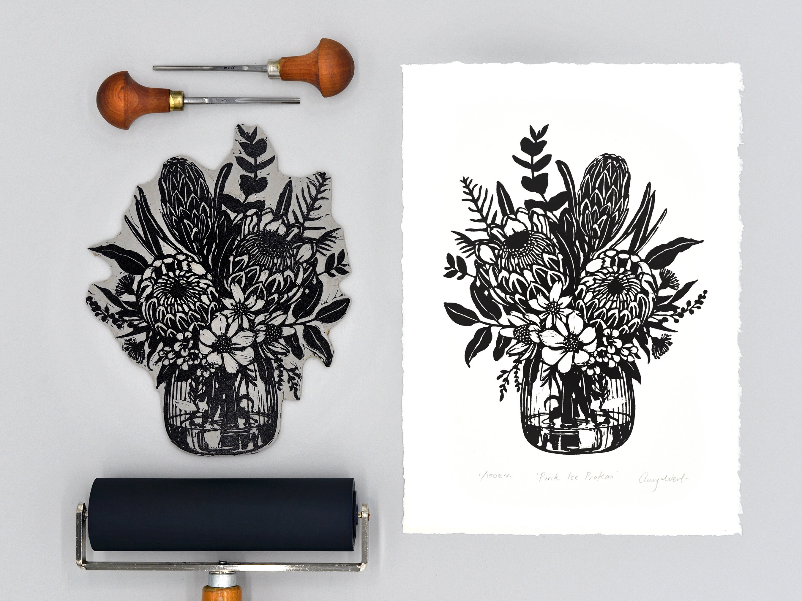 Art & Collectibles Wood & Linocut Prints GOOD GUYS Original Linocut ...