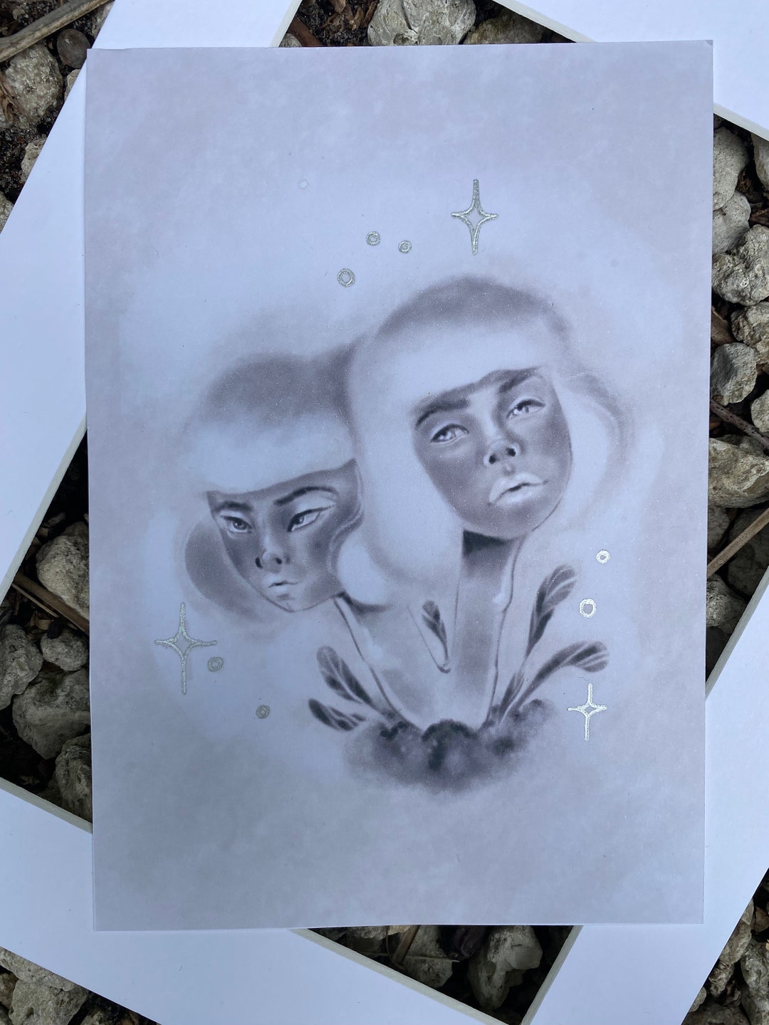 Two Headed Lady Plant Art Print Surrealism Art - Etsy