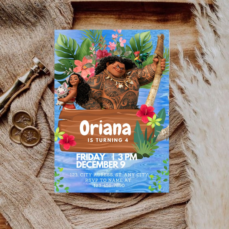 Moana Birthday Invitation Template / Editable in Canva Printable ...
