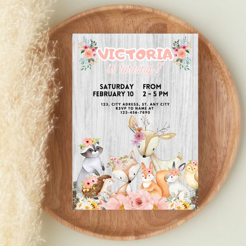 Editable Woodland Animals Birthday Invitation Template / Editable in ...