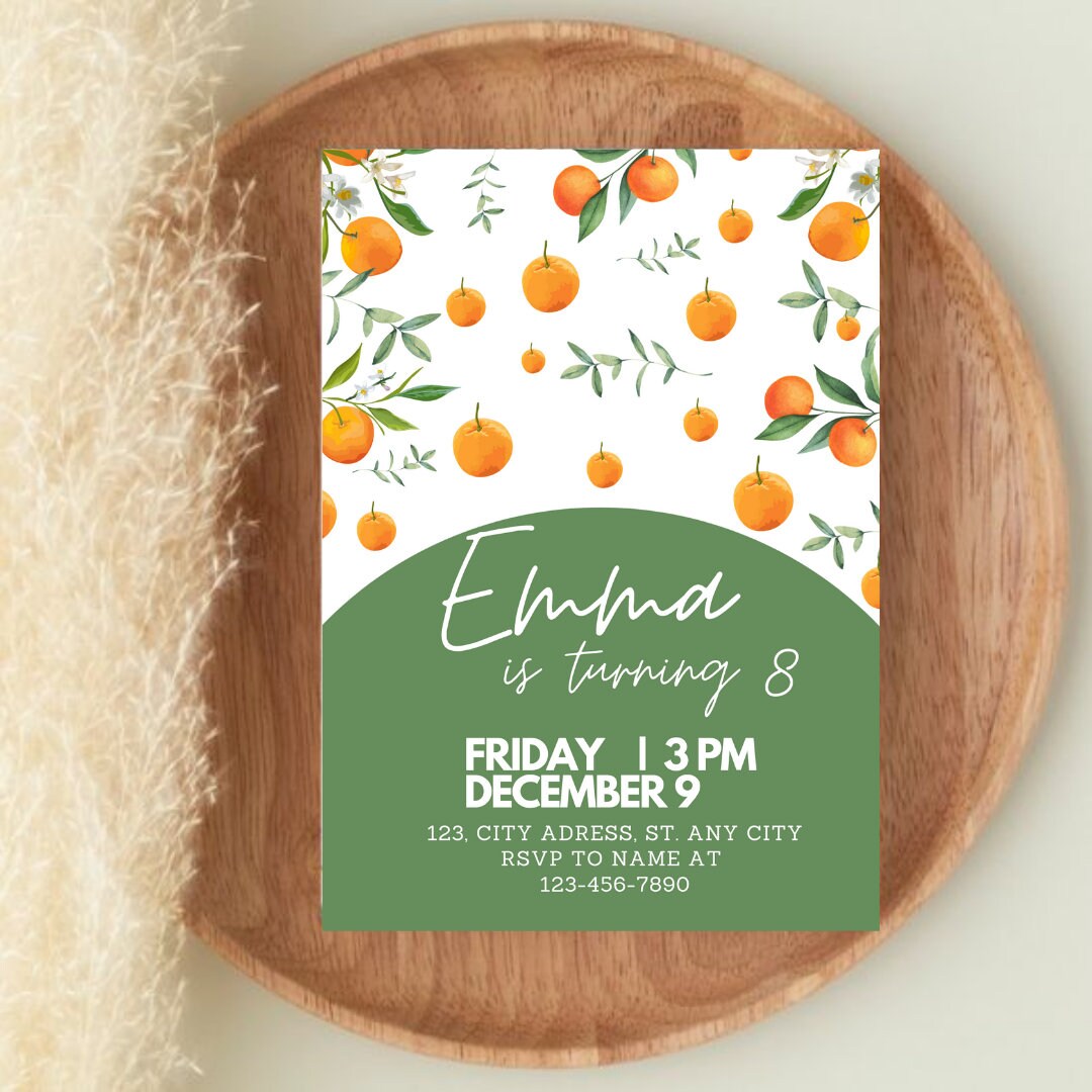 Editable Orange Birthday Invitation Template / Editable in Canva ...