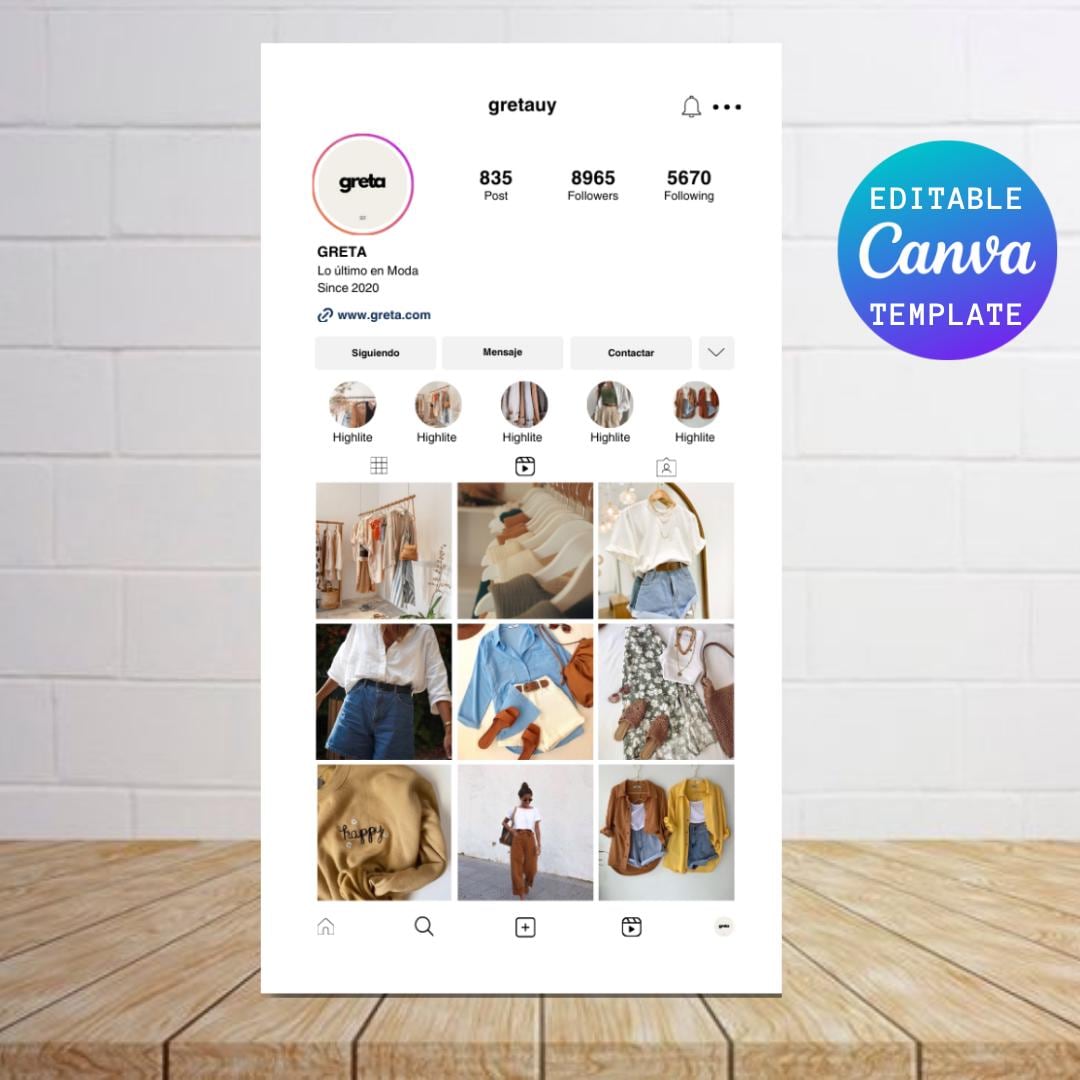 Instagram Profile Mock-up Editable Canva Templates - Etsy