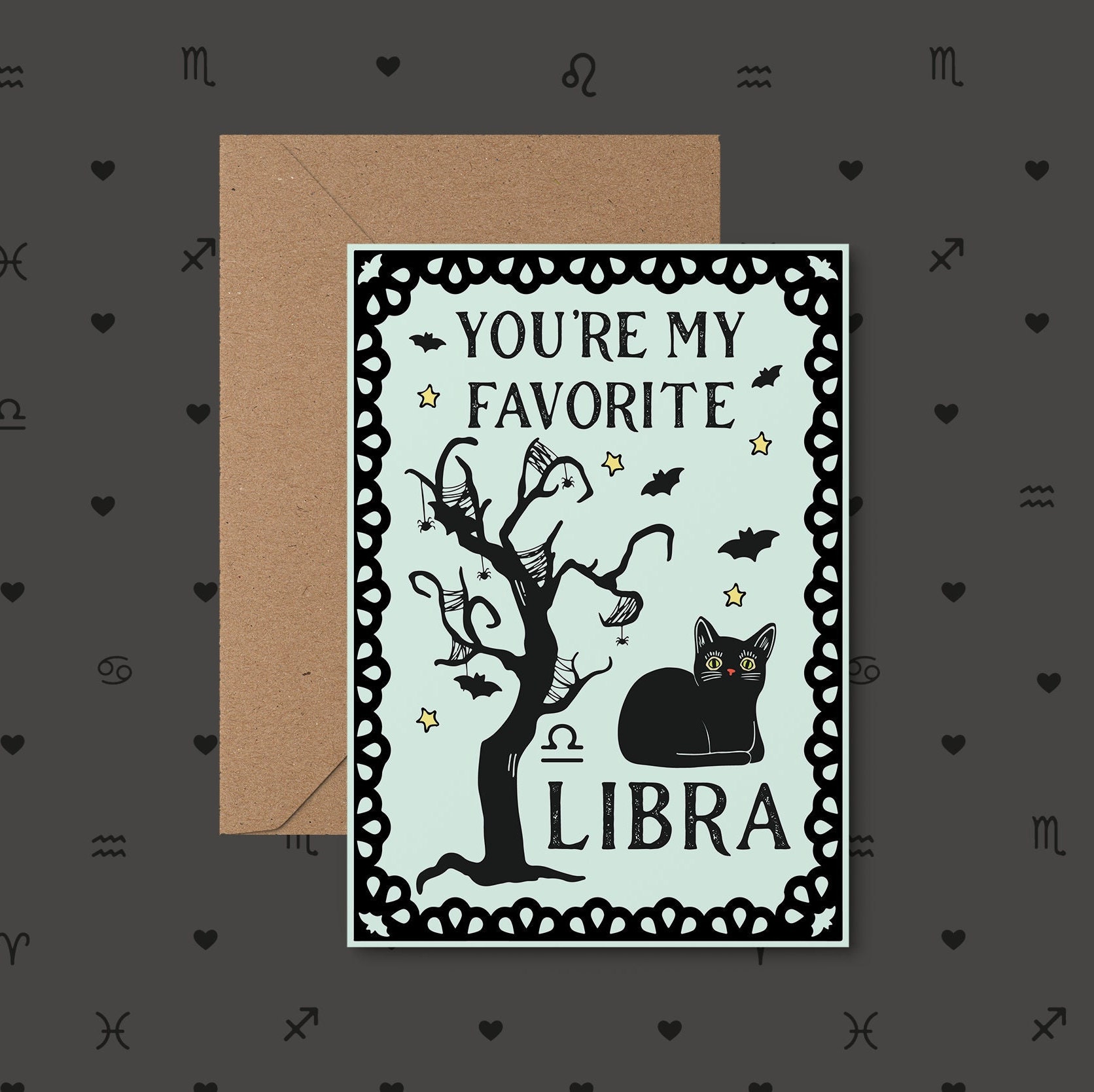 Libra Zodiac Birthday Card Birthday Card Libra Halloween - Etsy