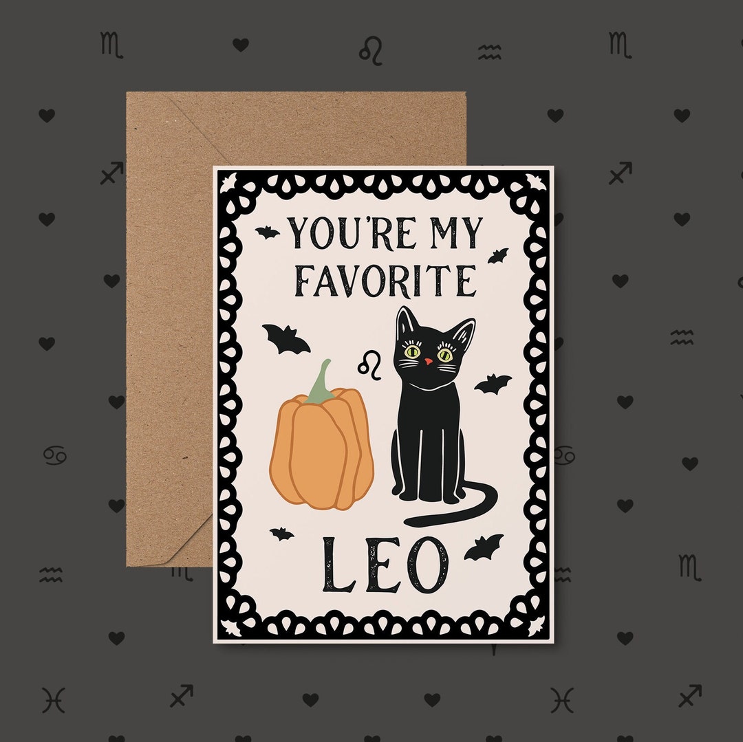 Leo Zodiac Birthday Card, Birthday Card, Leo, Halloween Birthday Card ...