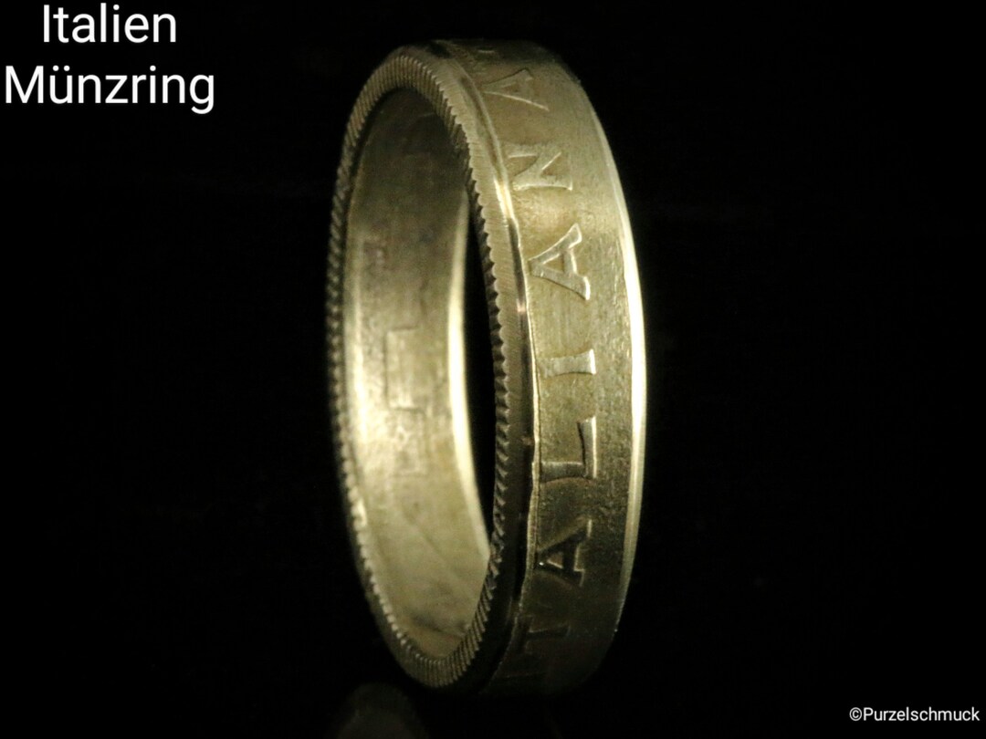 Italy Coin Ring Republica Italiana Gold or Silver Narrow Ring With ...