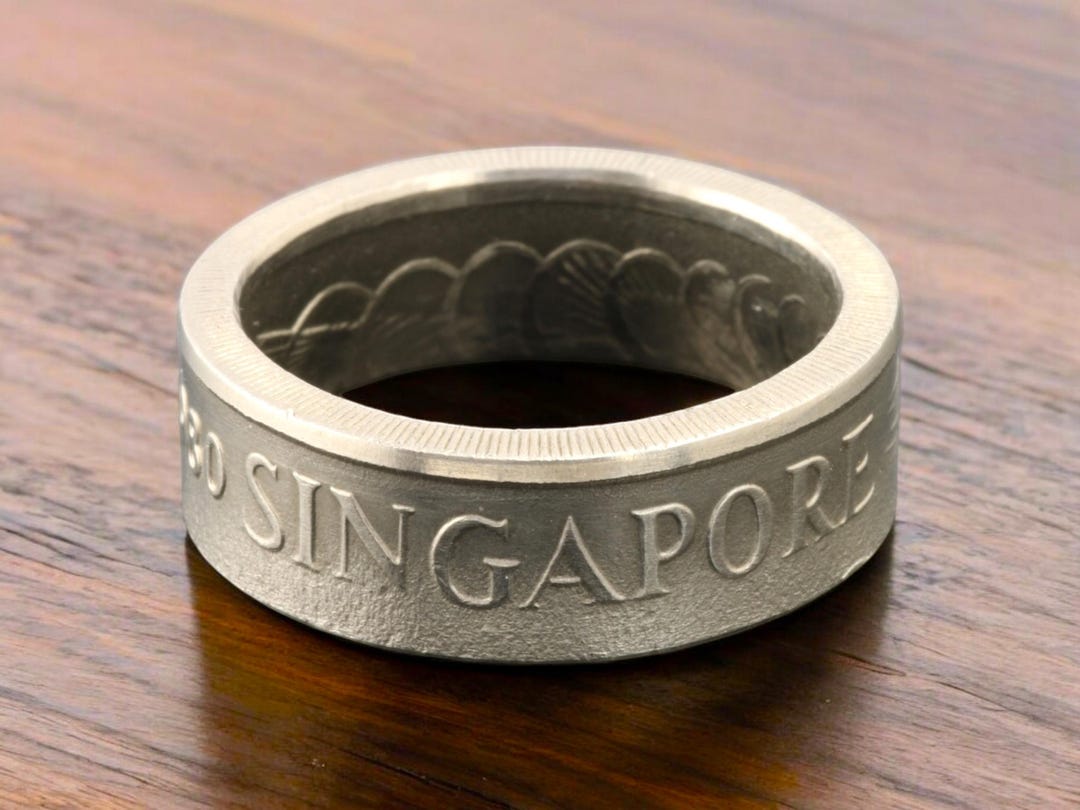Handmade Singapore Coin Ring in Silver Color - Personalized Engraving ...