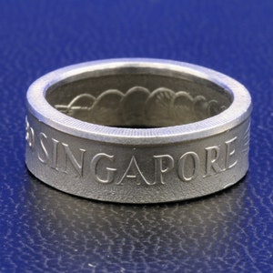Handmade Singapore Coin Ring in Silver Color - Personalized Engraving ...
