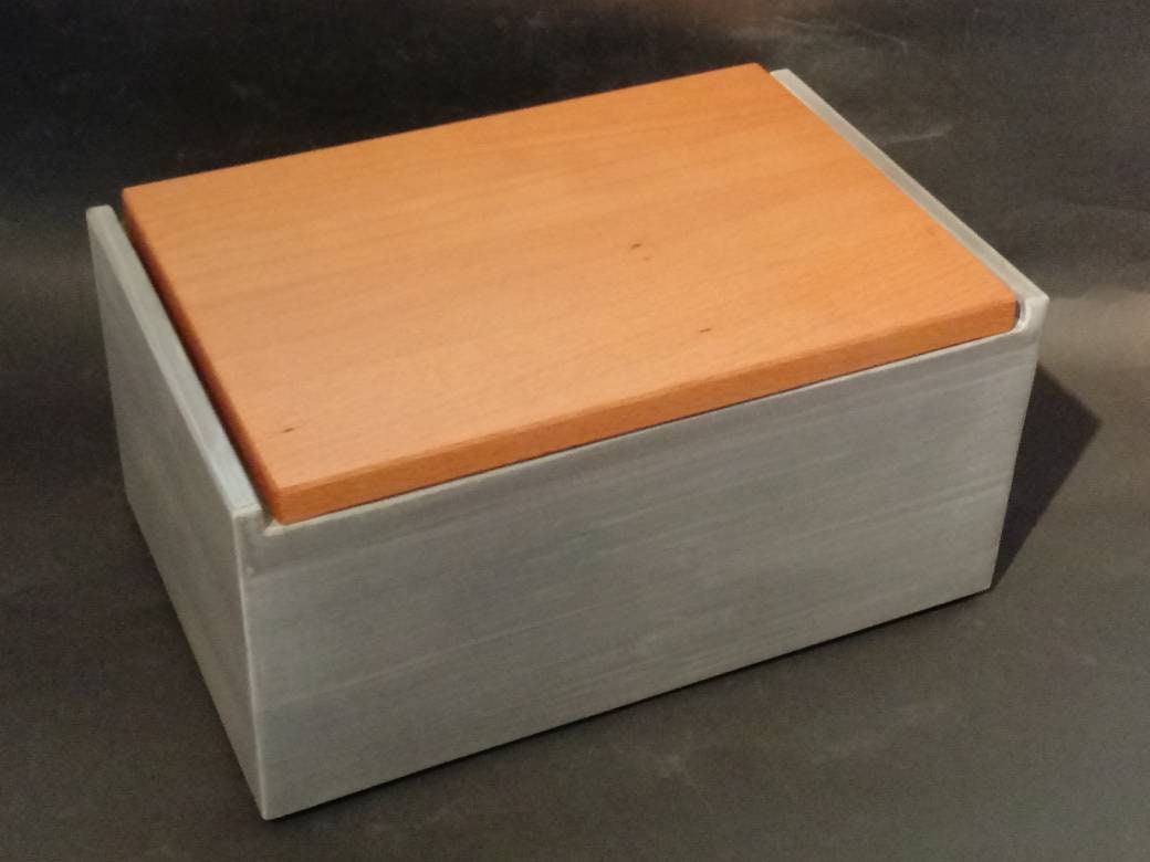 Large Ceramic Bread Pot, Frosted Gray, With Wooden Lid Oak or Beech ...