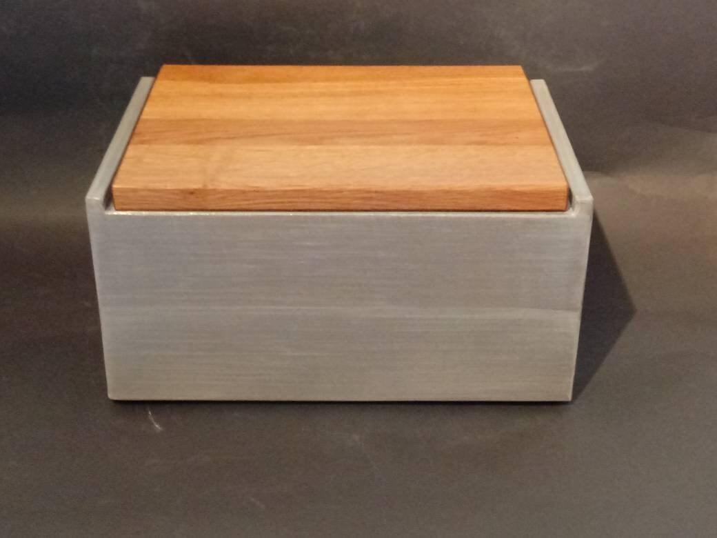 Large Ceramic Bread Pot, Frosted Gray, With Wooden Lid Oak or Beech ...