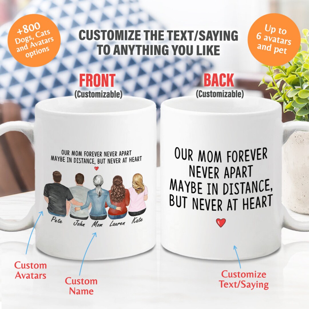 Custom Mother Daughter Son Mug, Custom Family Portrait Mug, Mom Gift ...