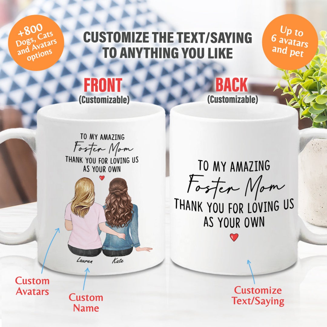 Foster Mom Coffee Mug: Custom Family Art - Dishwasher Safe - Etsy