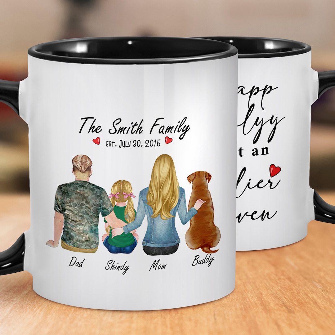 Family Portrait Mug,dog Family Mug,personalized Couple Dog Mug,dog Dad ...