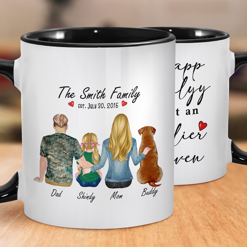 Family Portrait Mug,dog Family Mug,personalized Couple Dog Mug,dog Dad Mug,pet Loss,pet Family ...