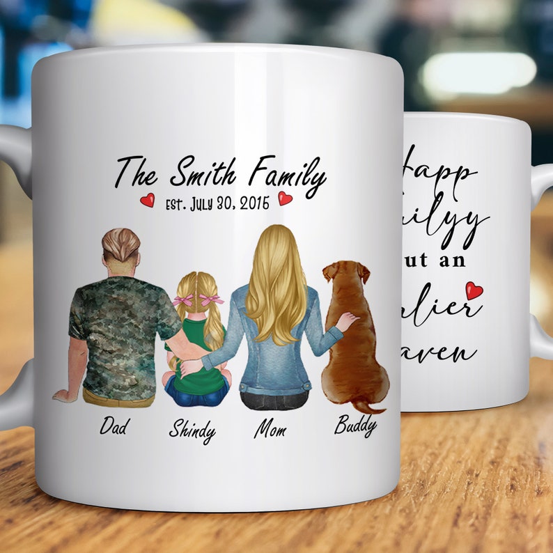 Family Portrait Mug,dog Family Mug,personalized Couple Dog Mug,dog Dad ...