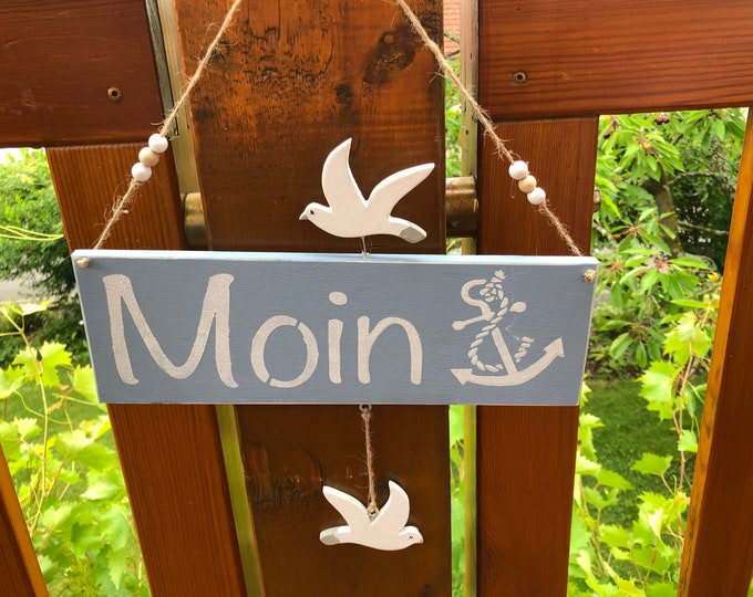 Wooden Sign MOIN With Small Herring Gulls - Etsy