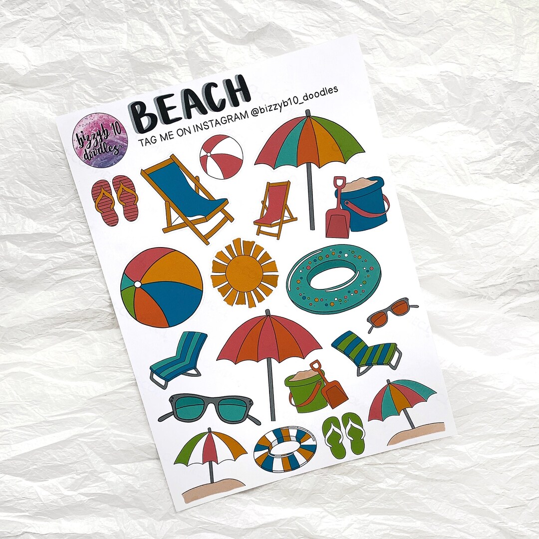 Beach Sticker Sheet 1 recycled Paper - Etsy UK