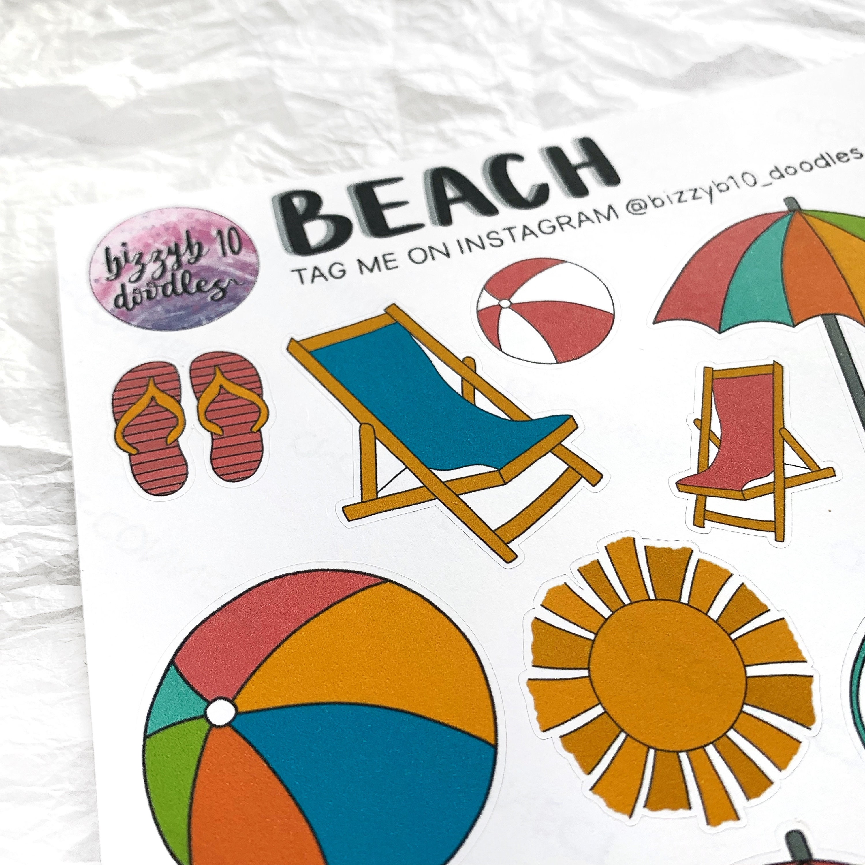 Beach Sticker Sheet 1 recycled Paper - Etsy UK