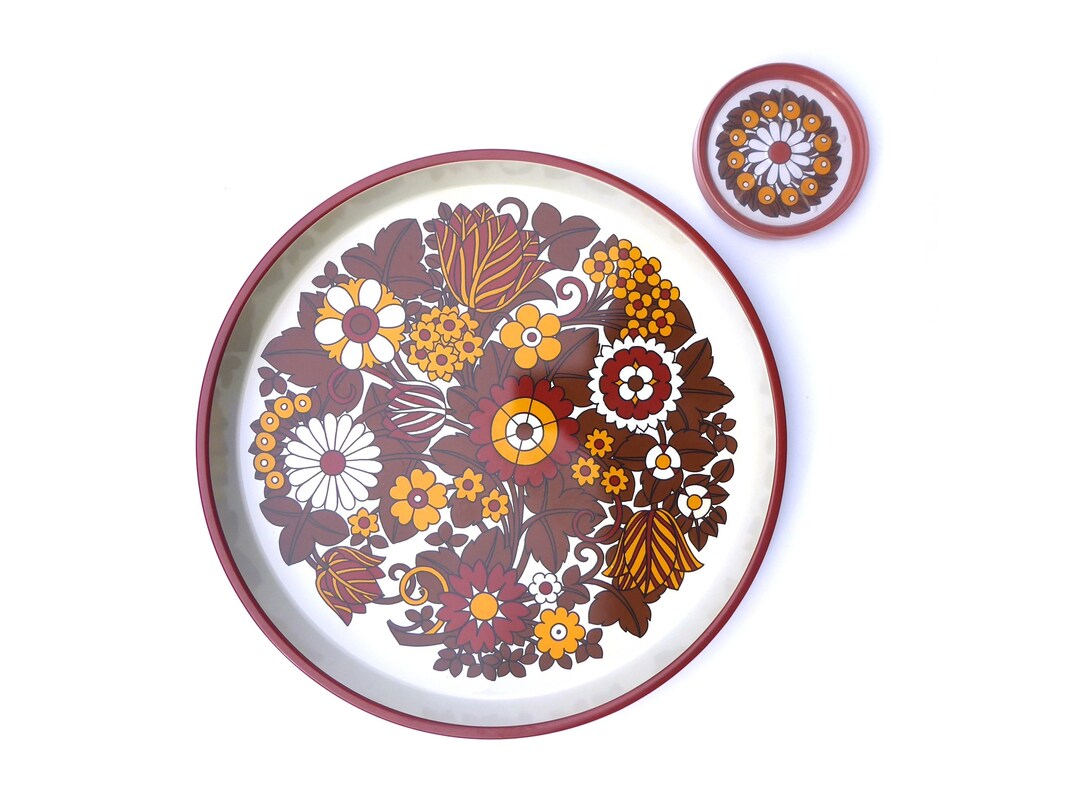 70s Tray Metal Tray oh Happy Day Brown Worcester Ware - Etsy