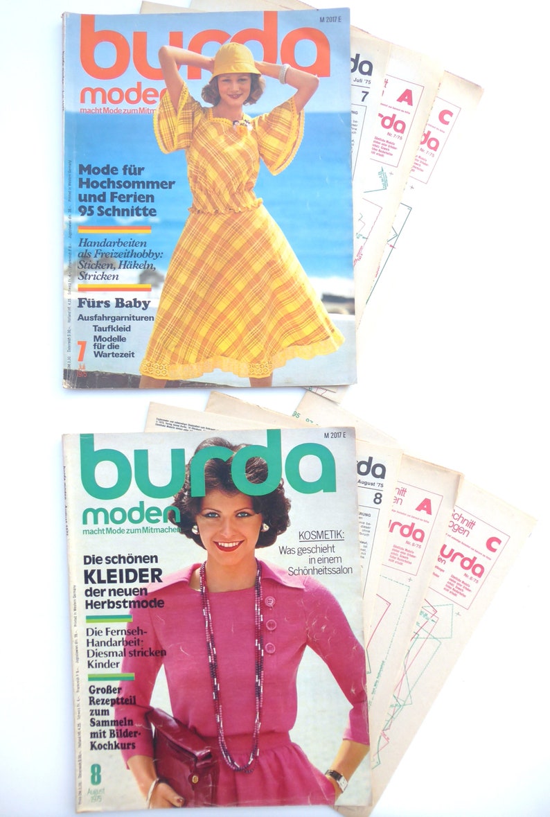 Vintage 70s Burda Moden Sewing Pattern Booklet "1975" Selection - Etsy