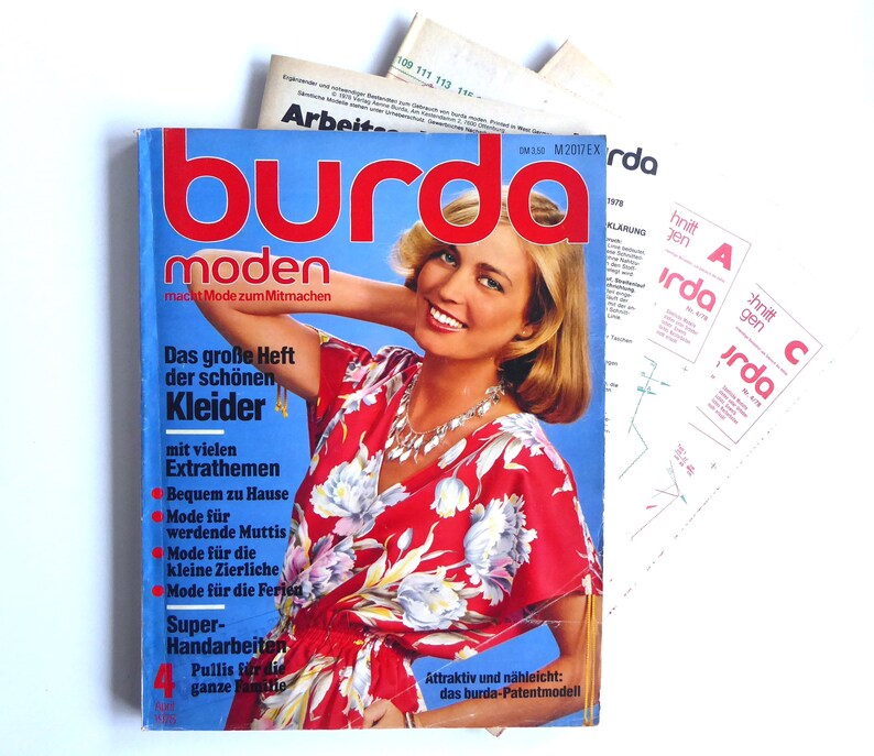 Vintage 70s Burda Moden Sewing Pattern Booklet "1978" Selection - Etsy
