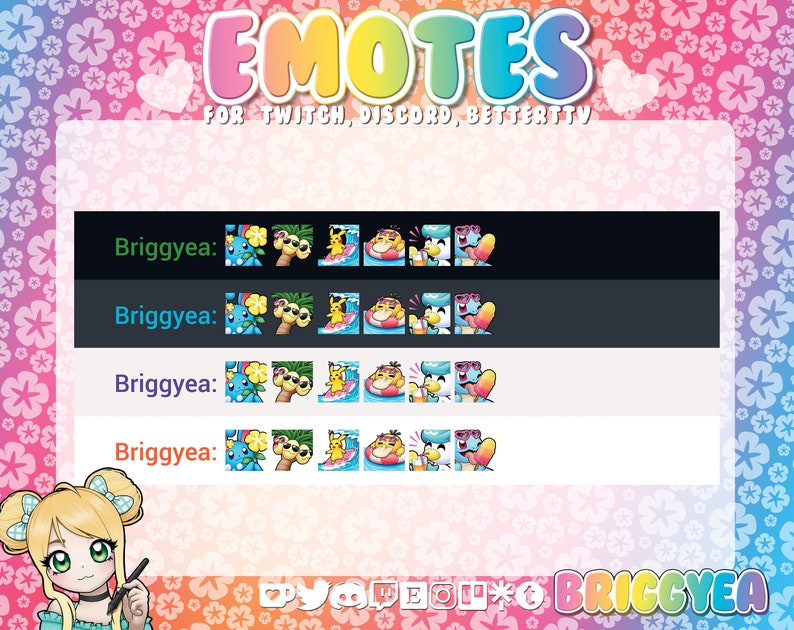 Pokemon Cute Summer Fun Emote Set - Etsy