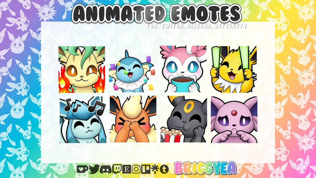 Animated Pokemon Emote Eeveelution Set - Etsy