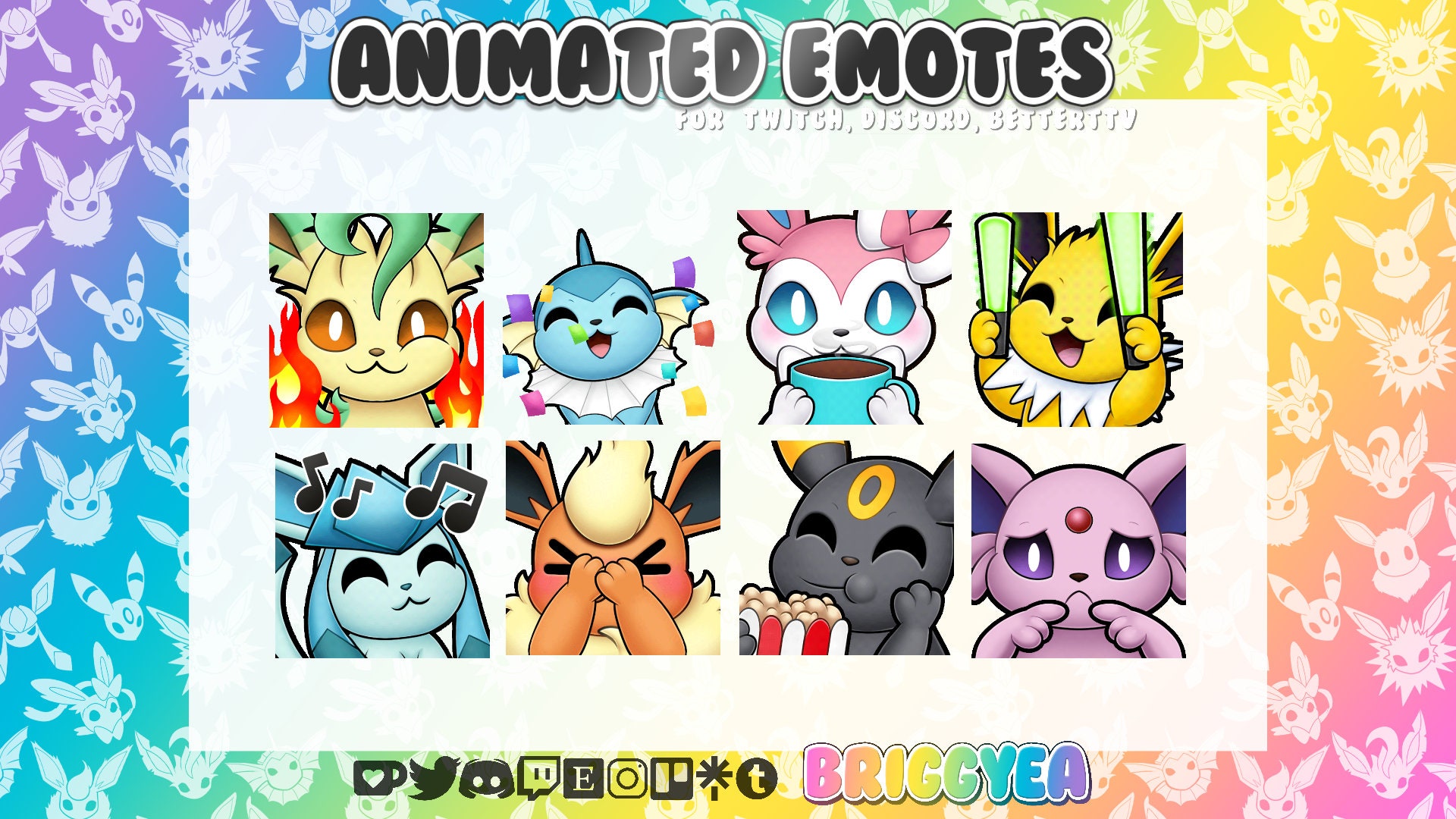 Animated Pokemon Emote Eeveelution Set - Etsy