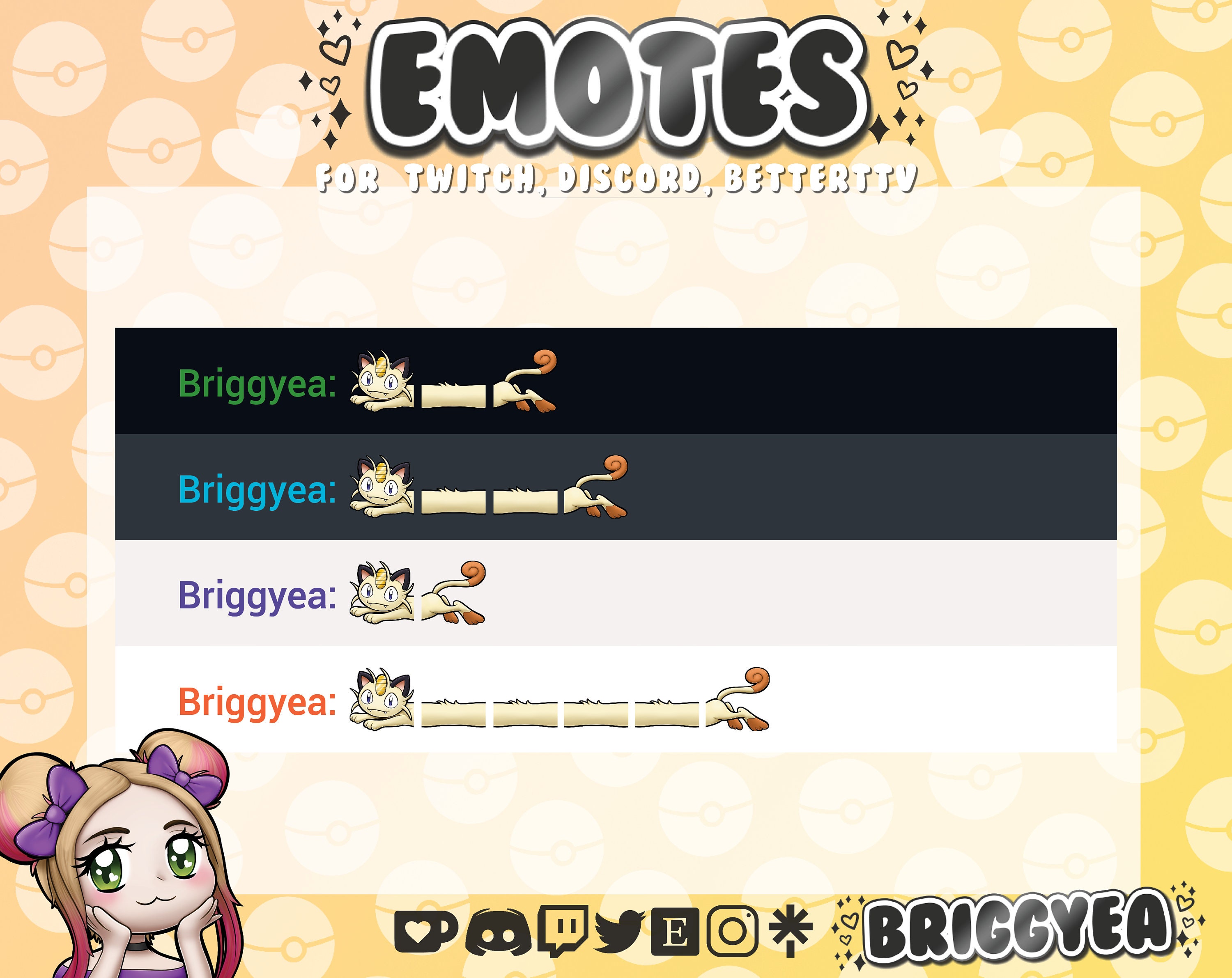 Pokemon Meowth Long Emote Set - Etsy