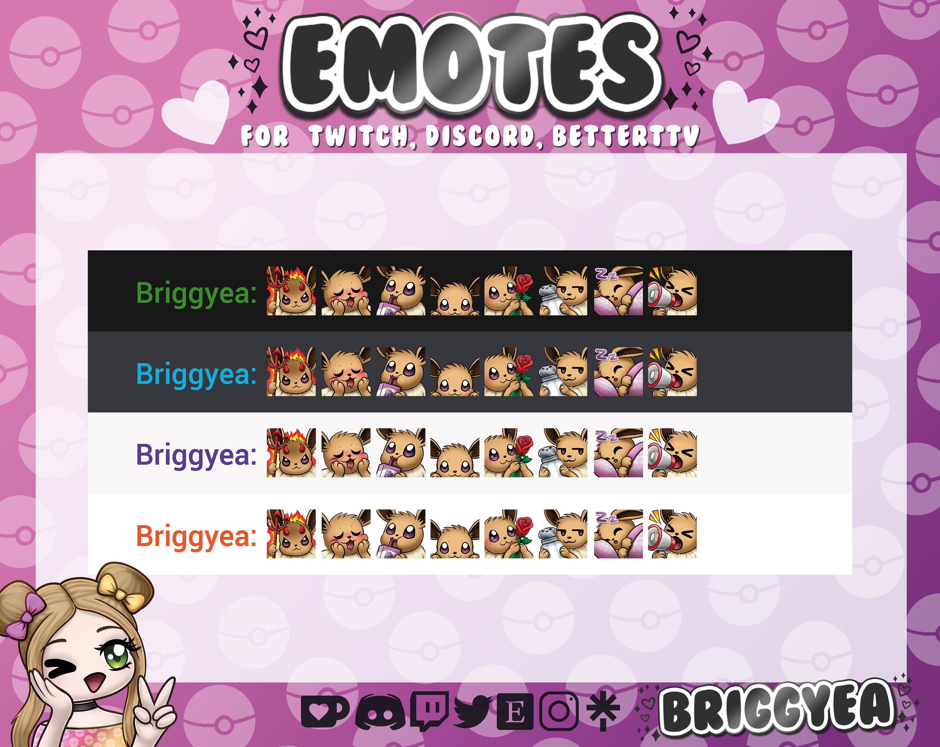 Cute Pokemon Eevee Emote Set 2 - Etsy