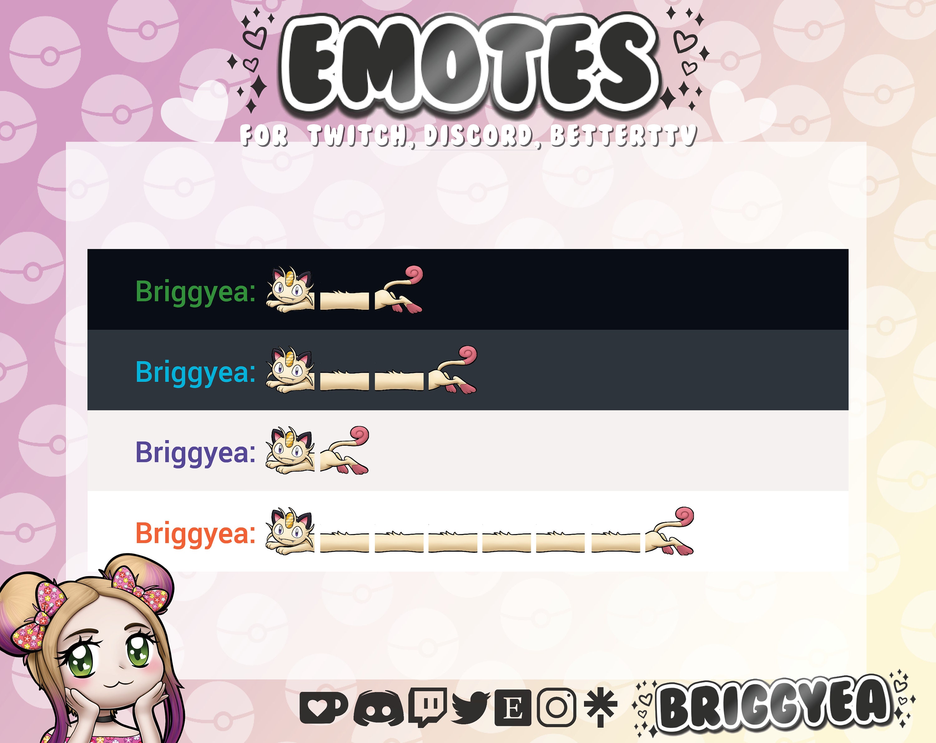 Pokemon Shiny Meowth Long Emote Set - Etsy