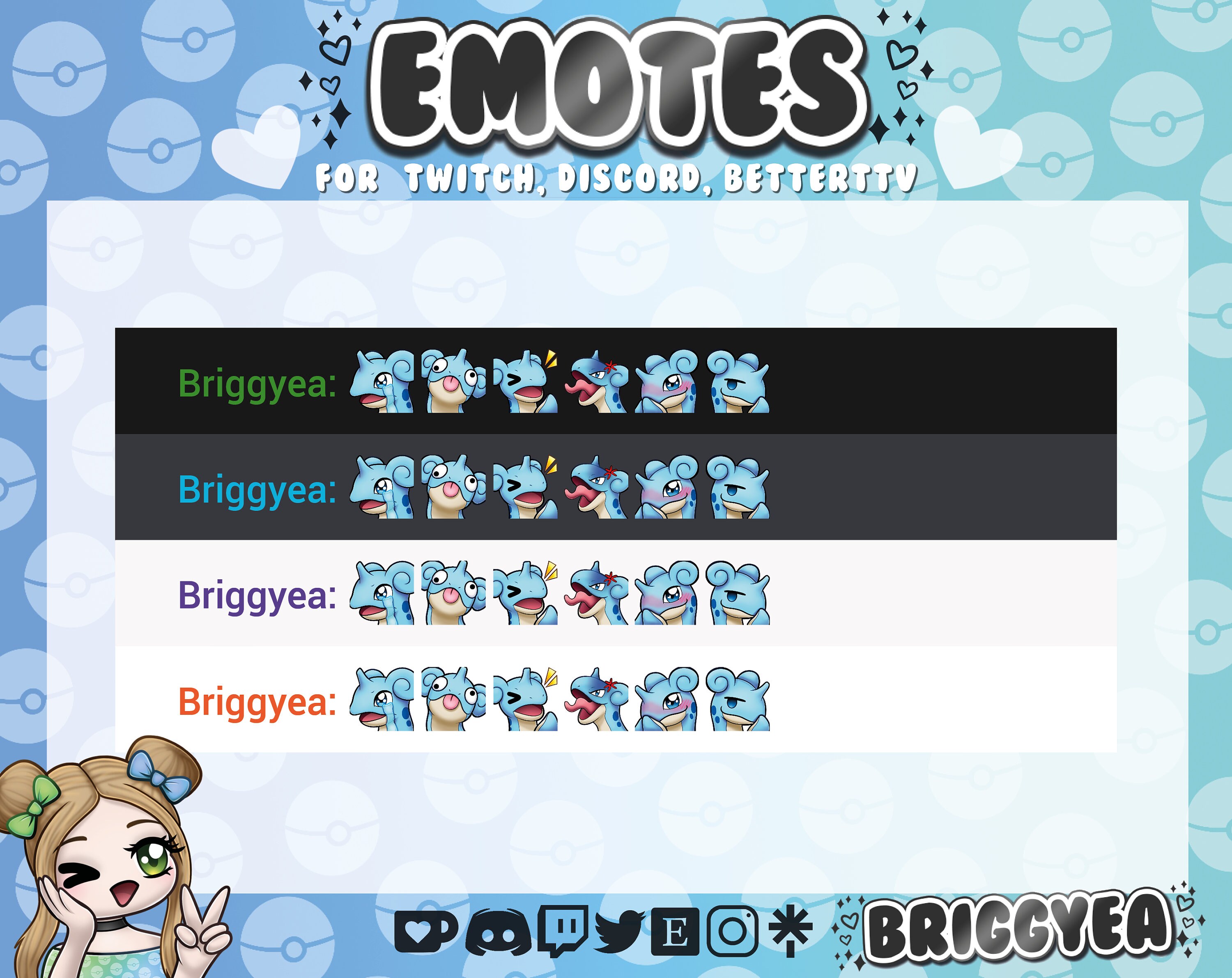 Cute Pokemon Lapras Emote Set - Etsy