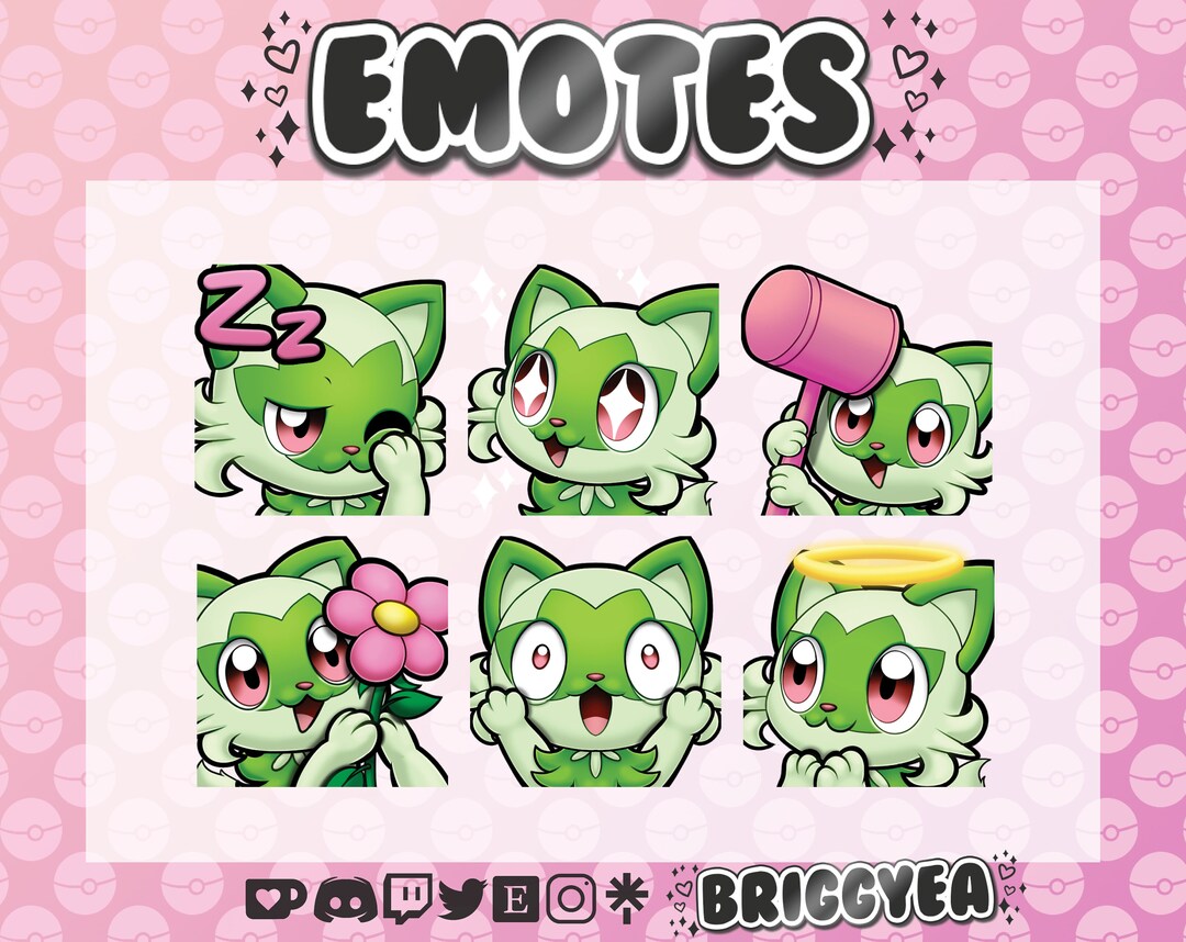 Cute Pokemon Sprigatito Emote Set - Etsy