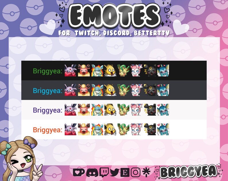Cute Pokemon Eeveelution emote set - Etsy México