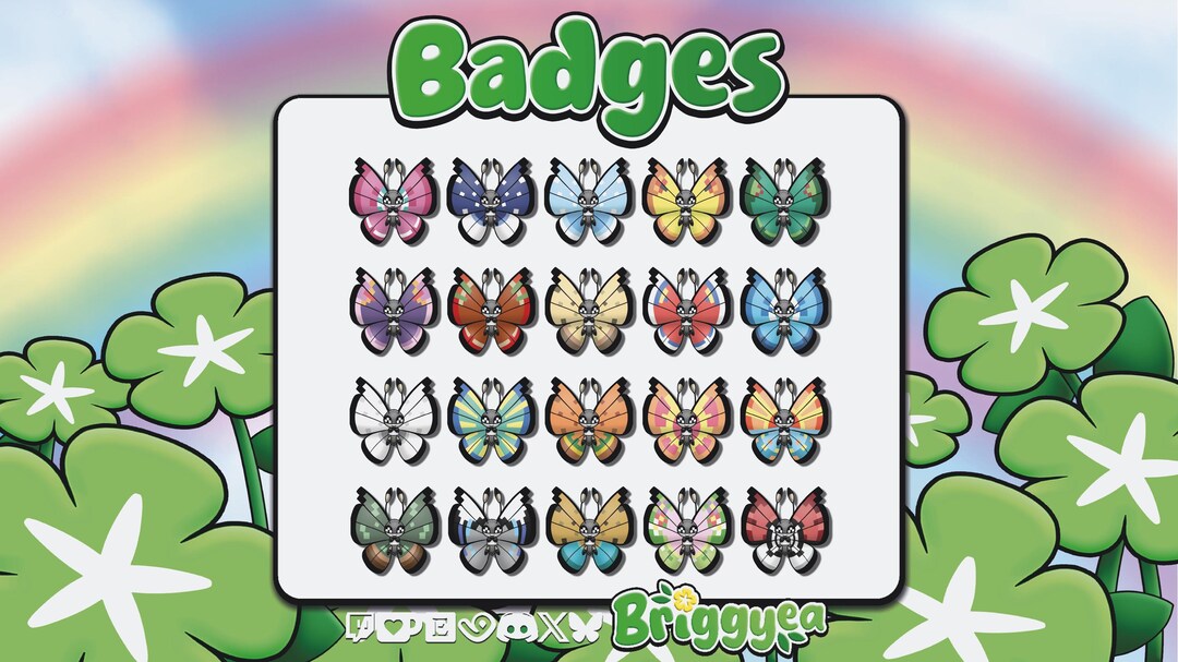 Cute Pokemon Vivillon Twitch Sub or Bit Badges Set - Etsy