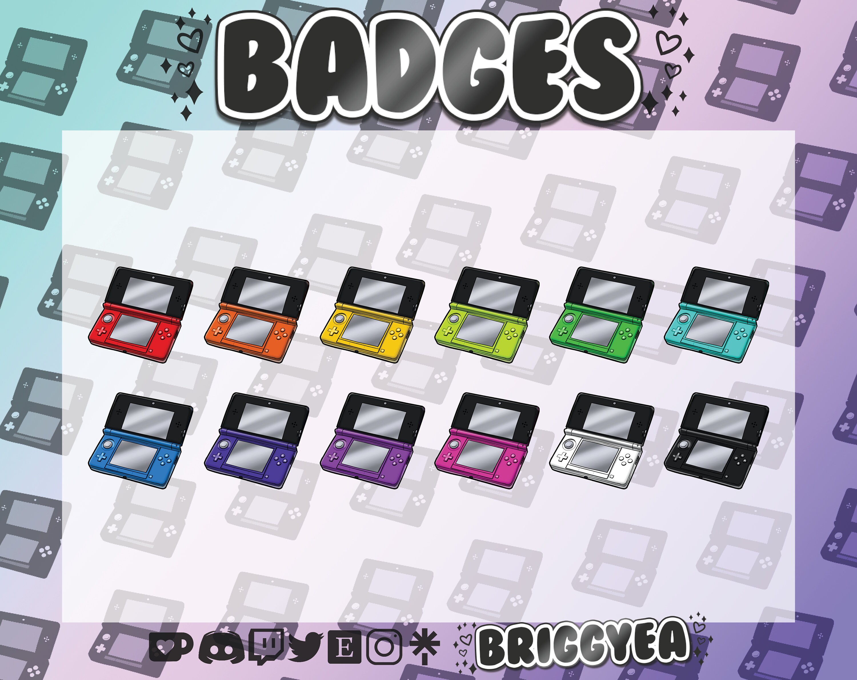 Cute 3DS Twitch Badges Set - Etsy