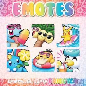 Pokemon Cute Summer Fun Emote Set - Etsy
