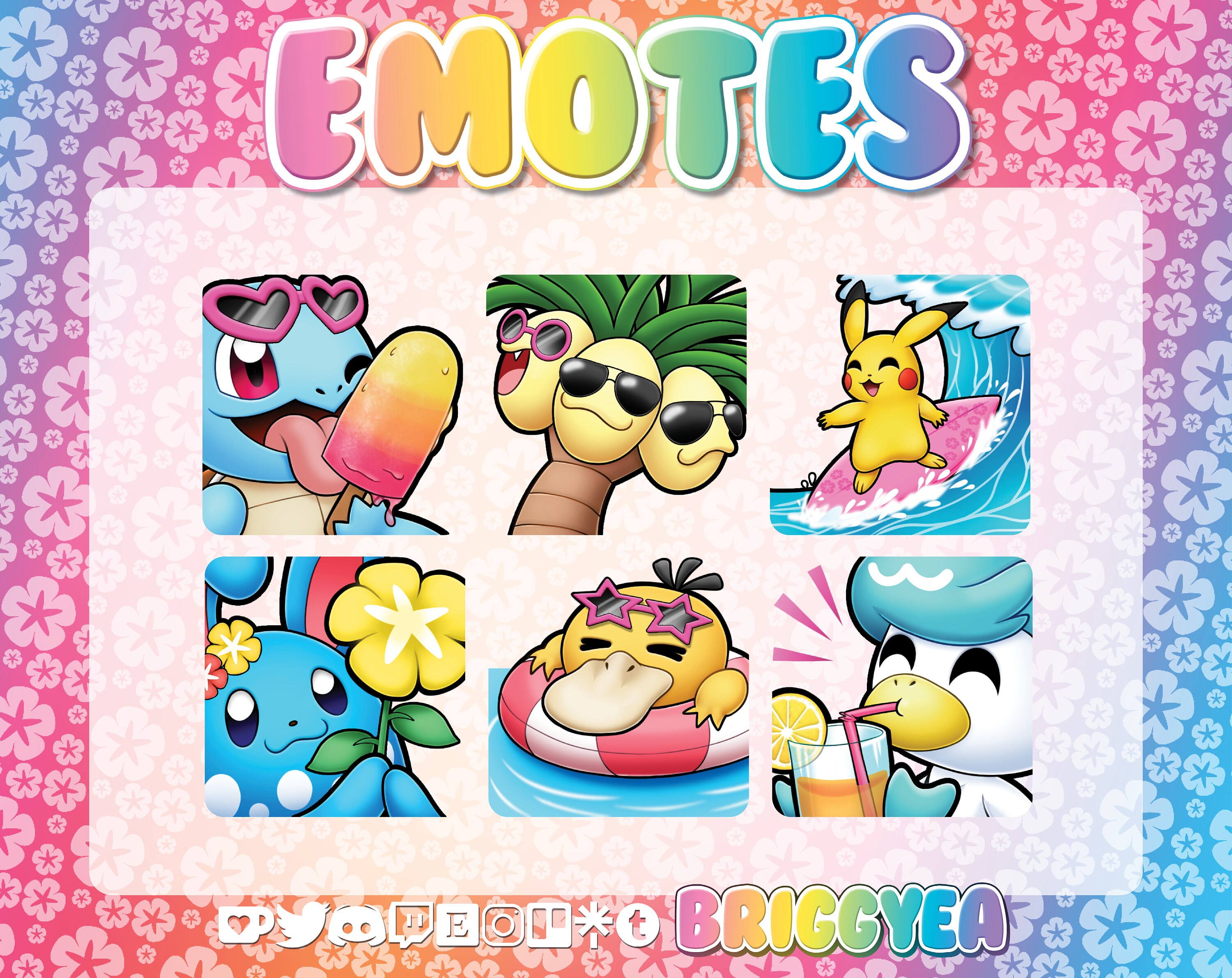 Pokemon Cute Summer Fun Emote Set - Etsy