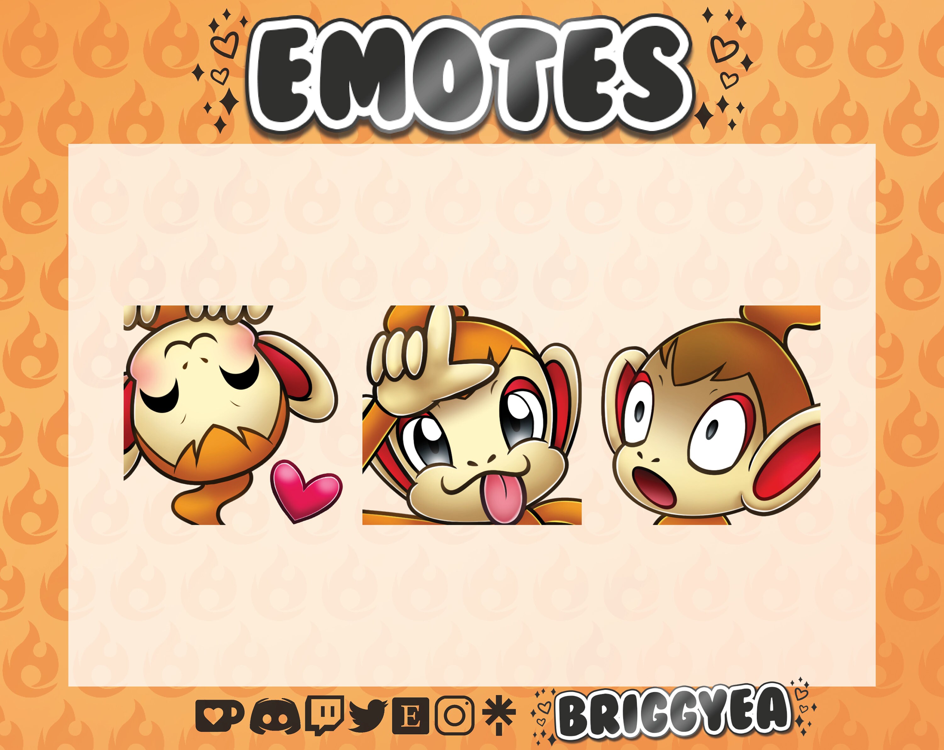 Fire Starter Pokemon Chimchar Emote Set - Etsy