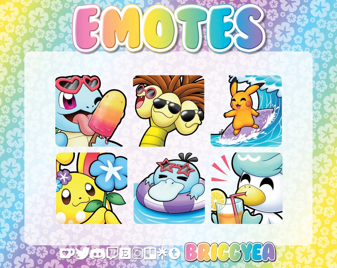 Shiny Pokemon Cute Summer Fun Emote Set - Etsy