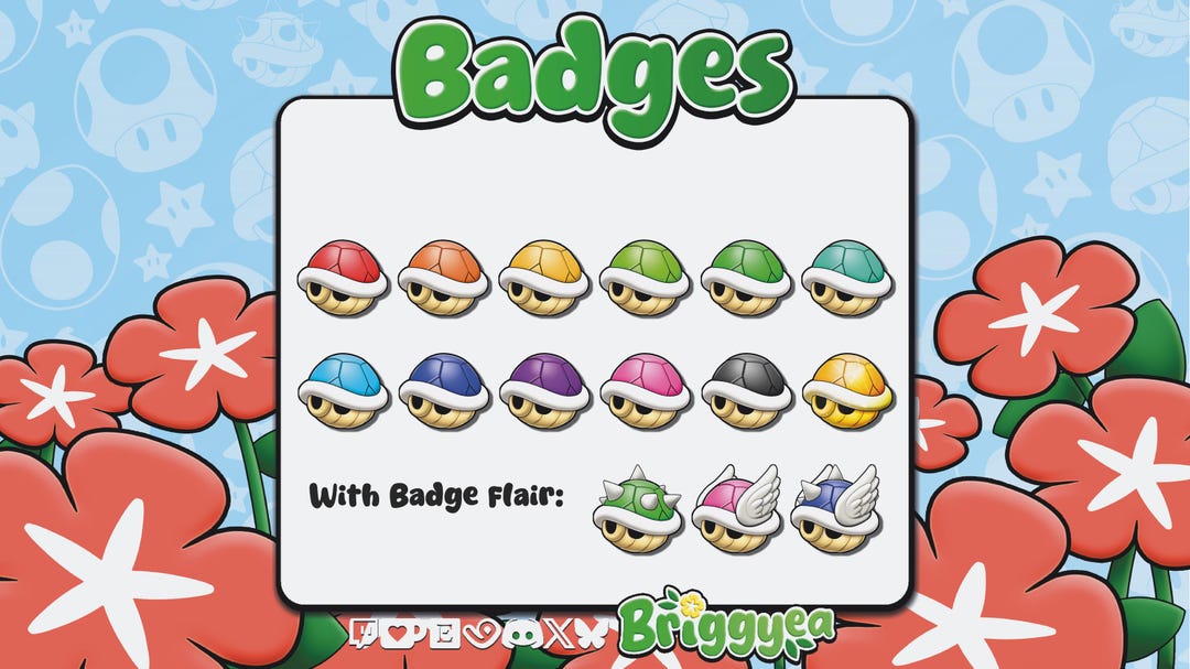 Cute Super Mario Shell Twitch Sub or Bit Badges Set With Badge Flair - Etsy