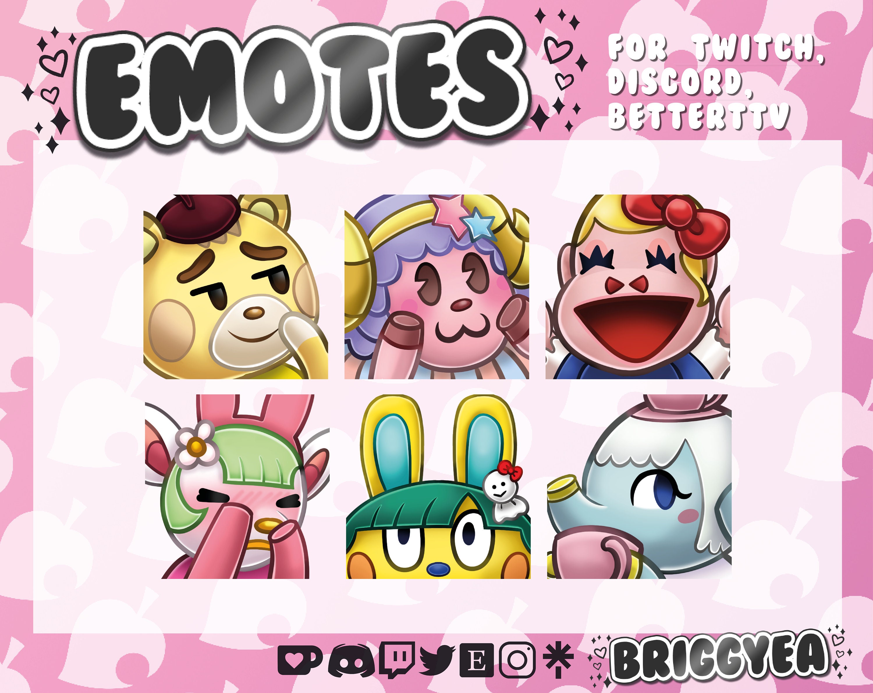 Cute Animal Crossing Emotes - Etsy