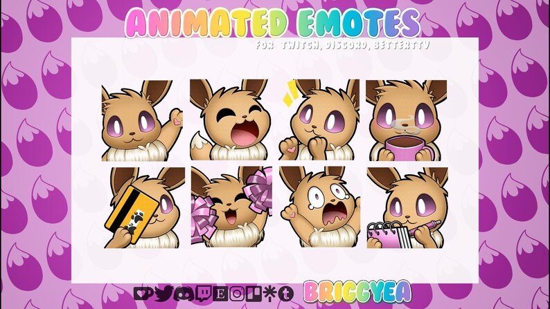 Animated Pokemon Emote Eevee Set - Etsy