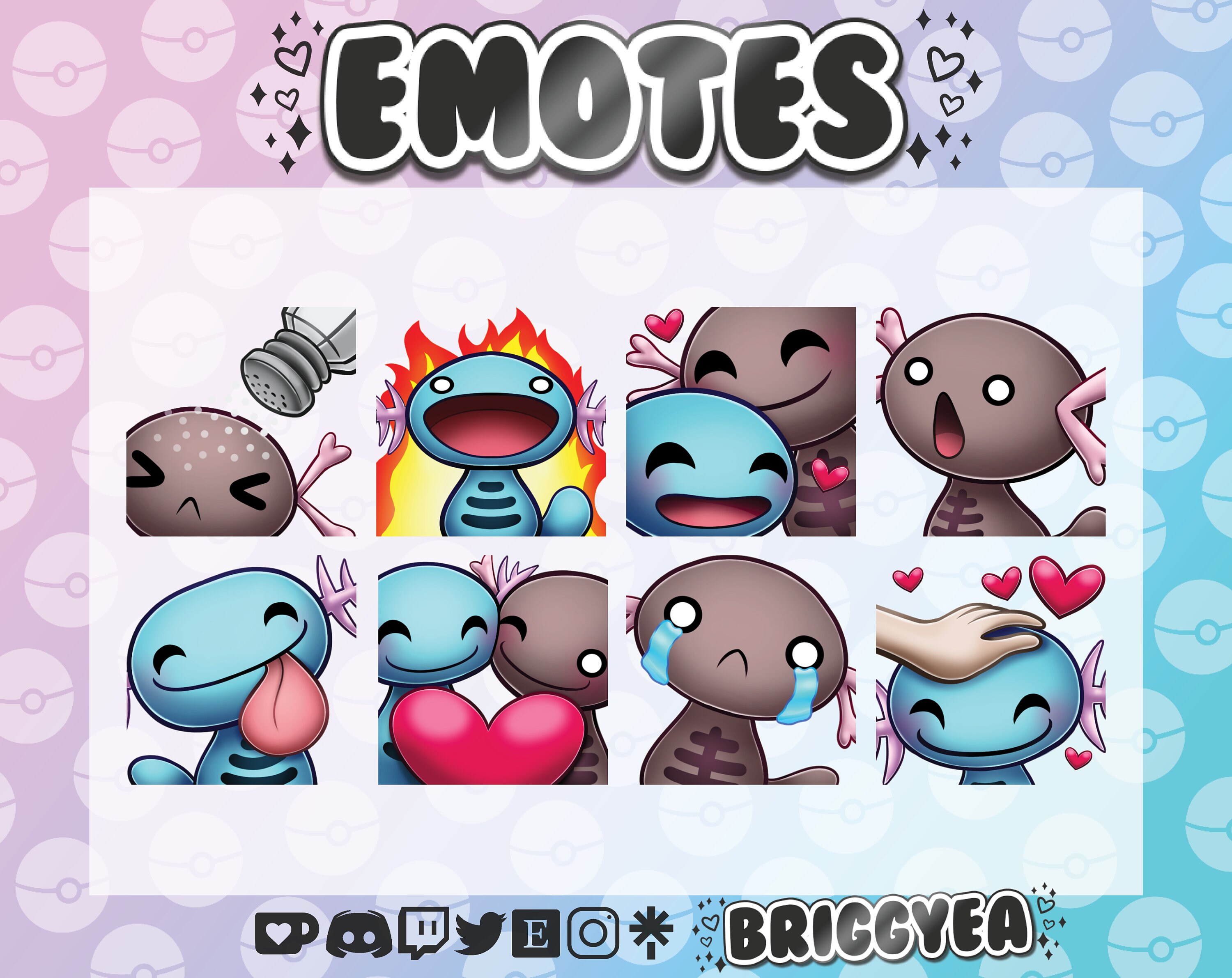 Cute Pokemon Wooper Emote Set - Etsy