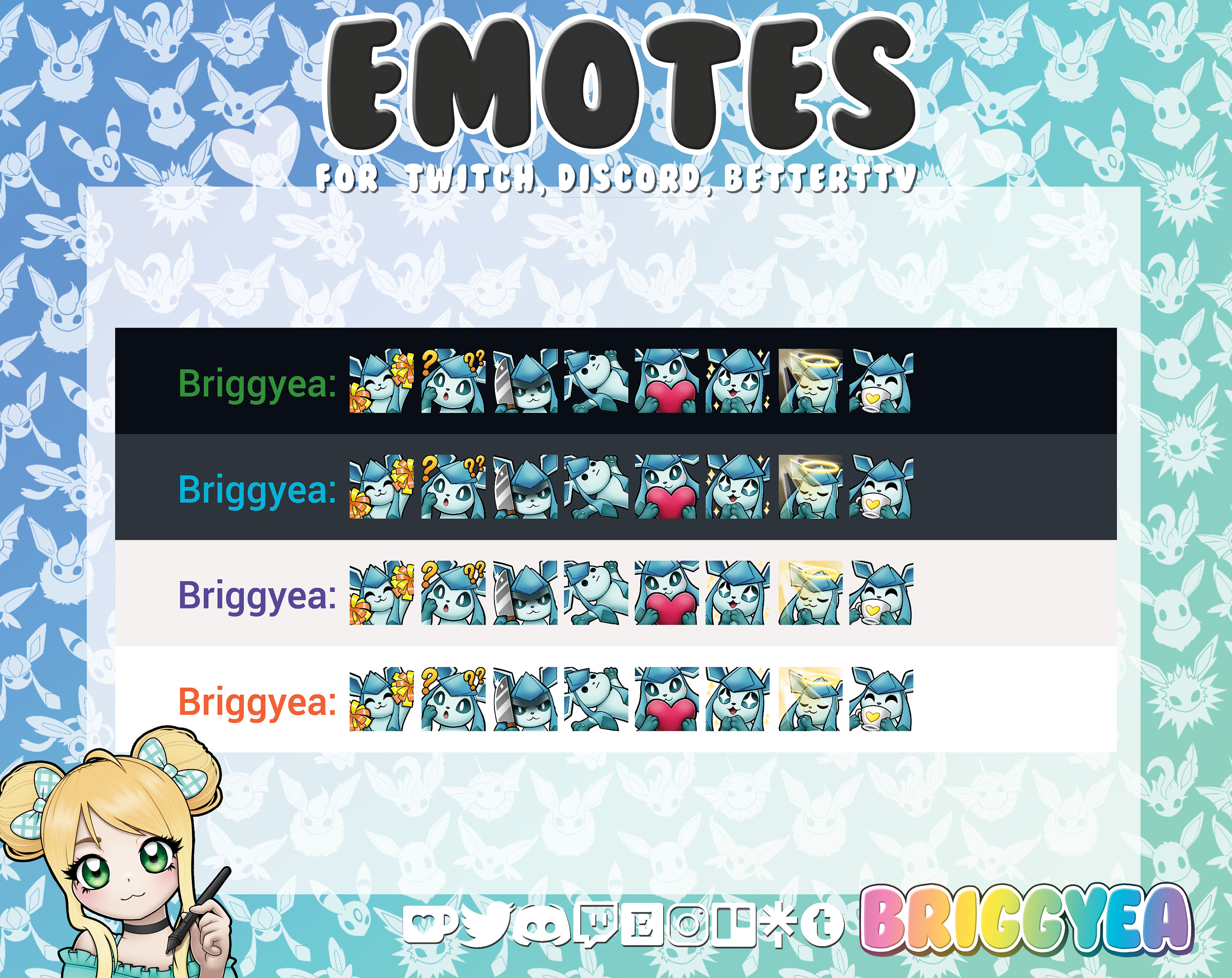 Glaceon Pokemon Emote Set - Etsy