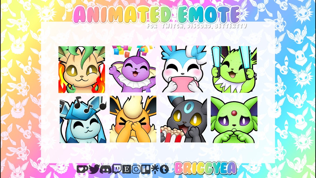 Animated Pokemon Emote Shiny Eeveelution Set - Etsy