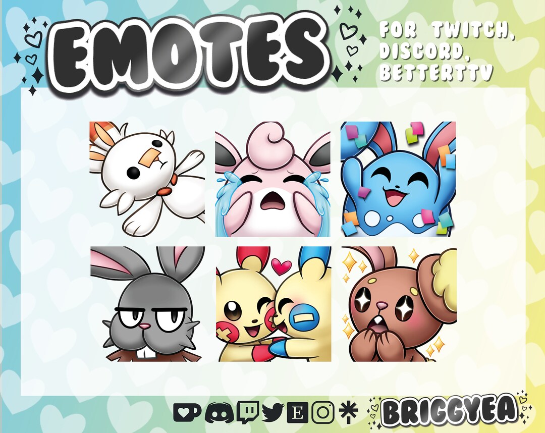Cute Pokemon Rabbits Emote Set - Etsy