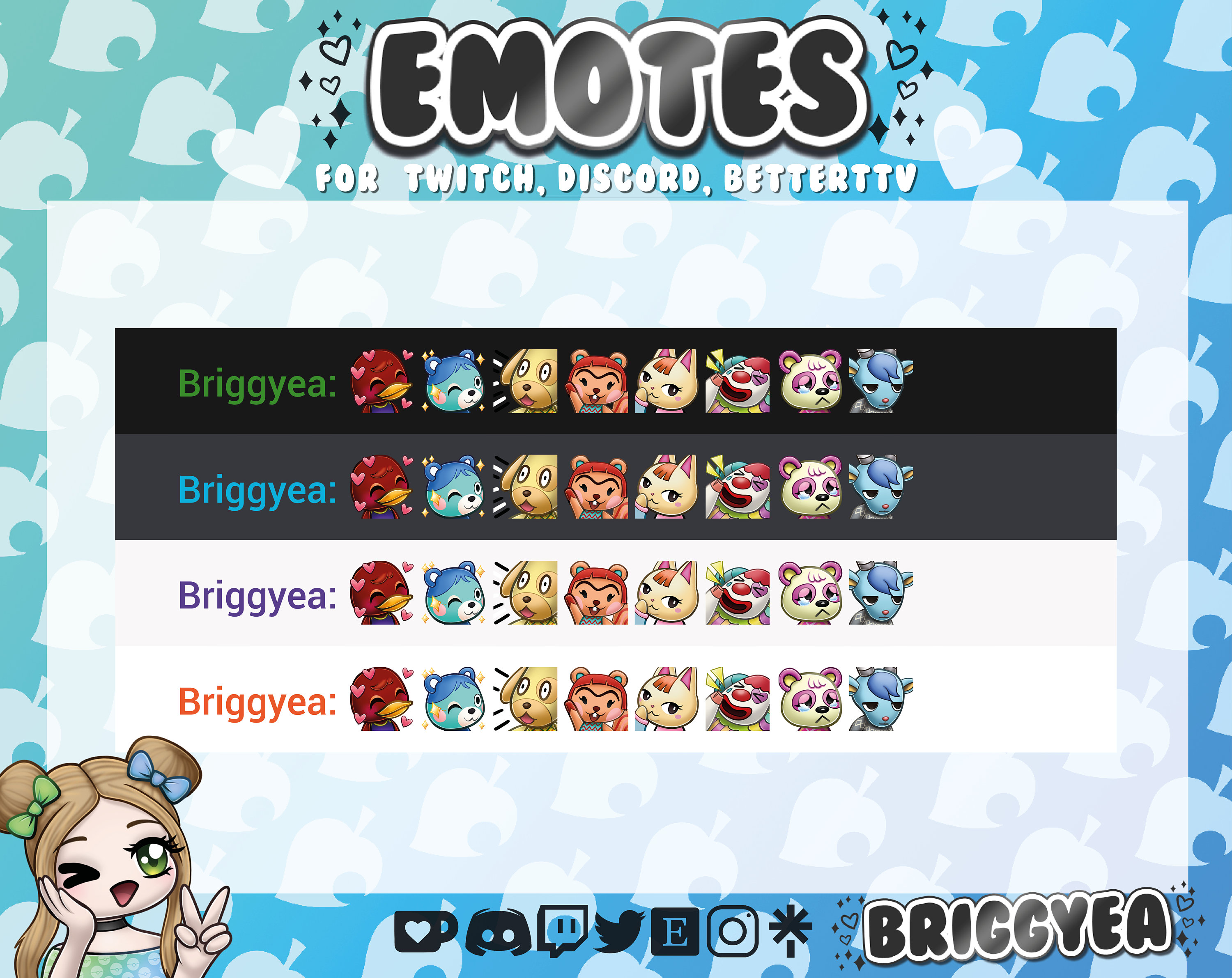 Cute Animal Crossing Villager Emotes Set 1 - Etsy
